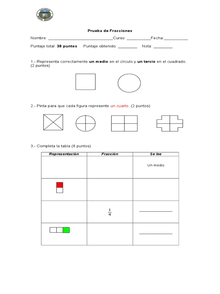 Prueba de Fracciones | PDF