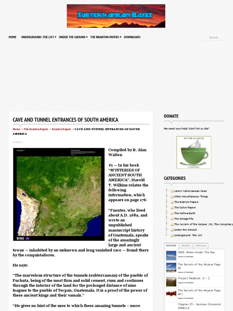 Cave and Tunnel Entrances of South America | PDF | Inca Empire | Peru