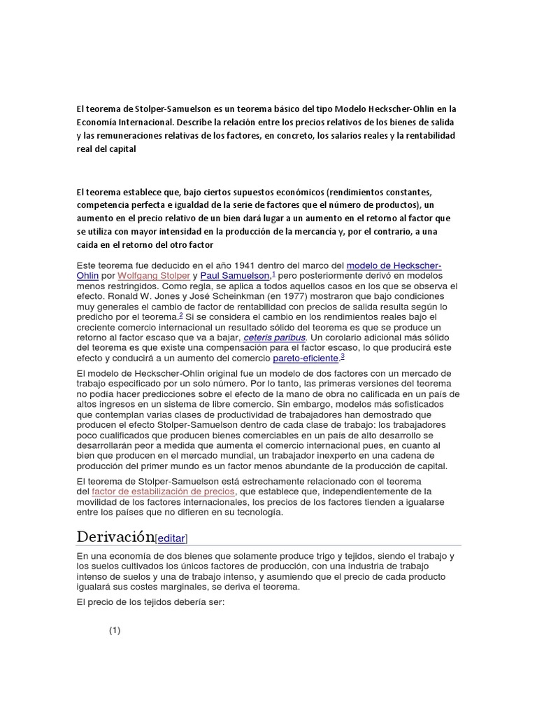 El Teorema de Stolper | PDF | Ciencias económicas | Business