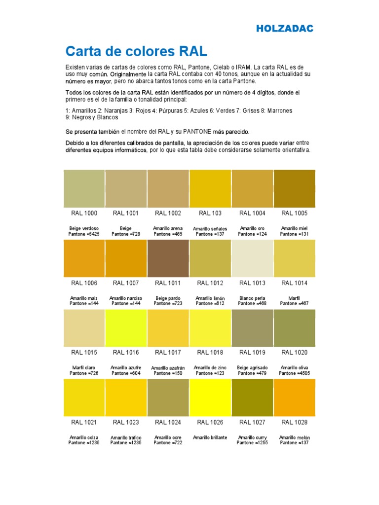 Carta Colores RAL | PDF | Amarillo | Medios de arte