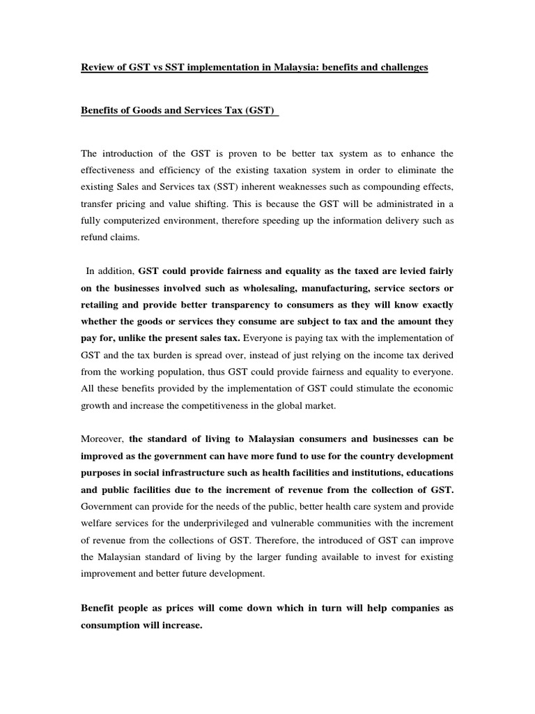 Review of GST Vs SST Implementation in Malaysia | PDF | Value Added Tax ...