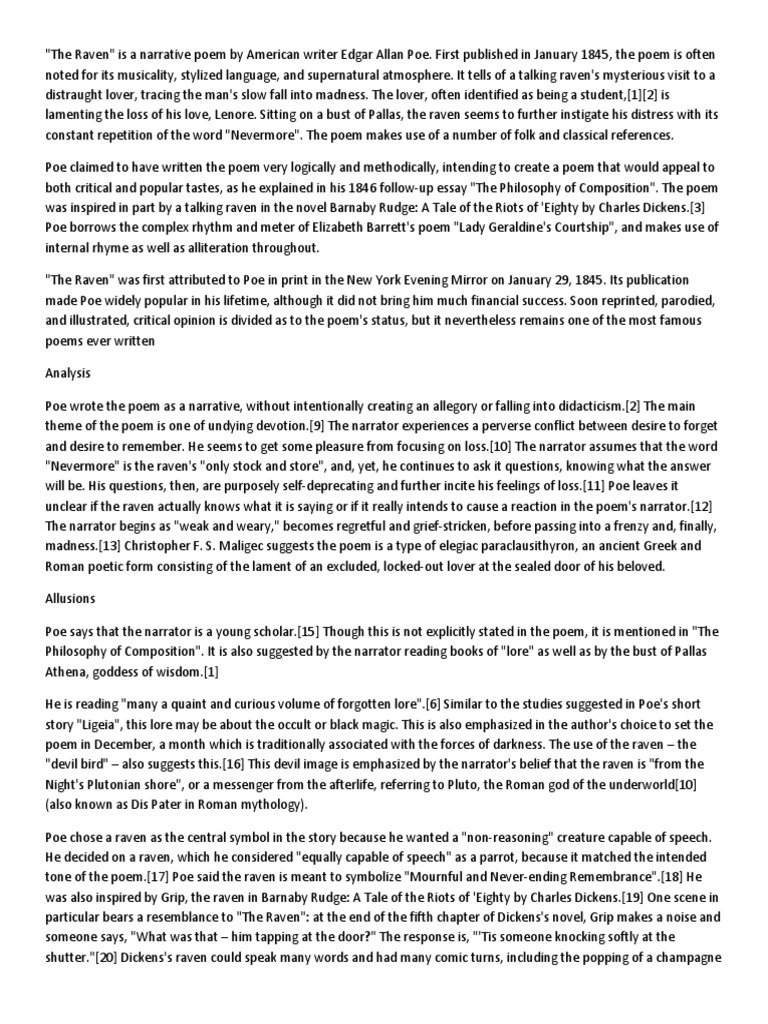 Analysis Edgar Allan Poe | PDF | The Raven | Poetry