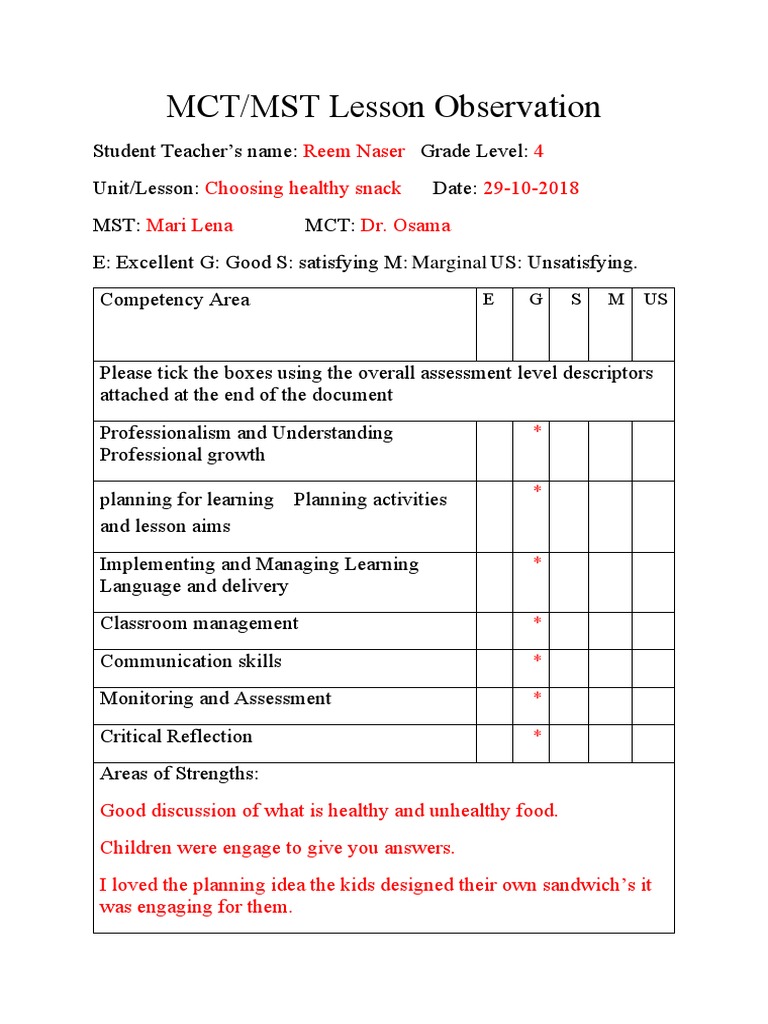 MCT-MST Lesson Observation | PDF | Education Theory | Pedagogy