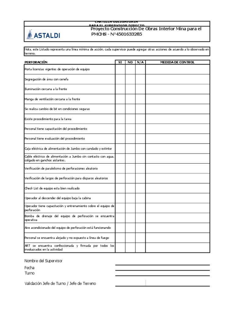 Check List Operaciones Mineras (2) 2015 | PDF | Naturaleza | Science