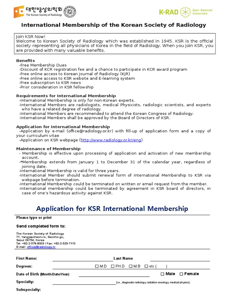 KSR International Membership Application Form - 201603 - Website | PDF ...