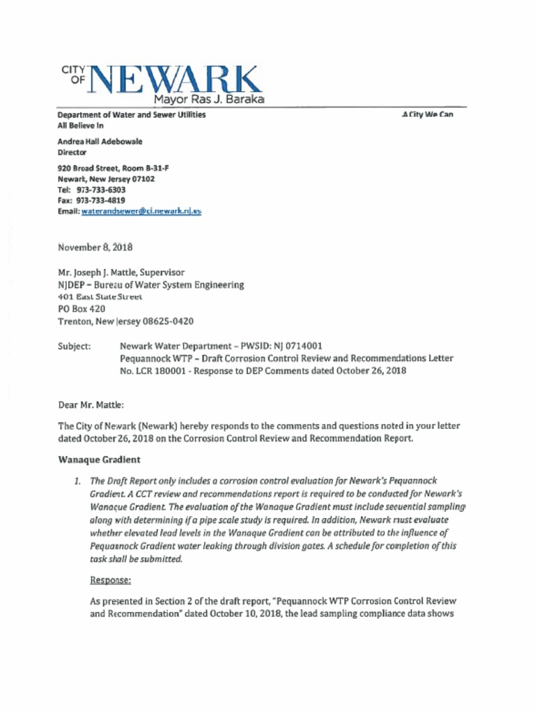 2018-11-08-Response Letter To NJDEP For CCT (Signed) | PDF