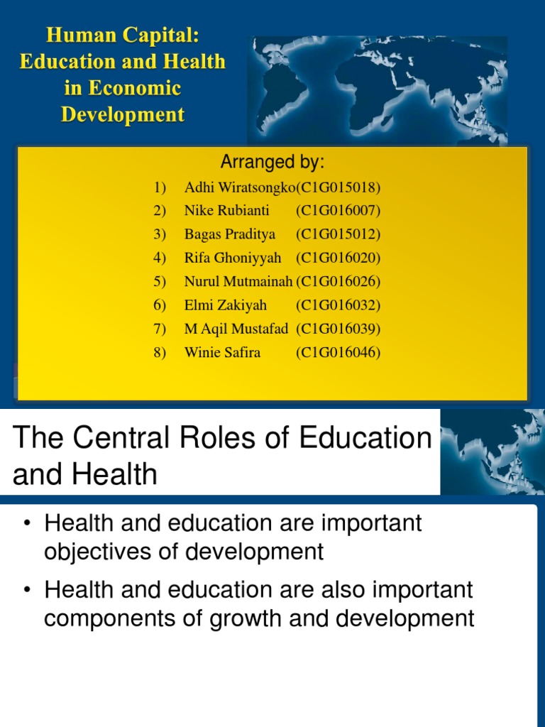 Human Capital Education and Health in Development Economics | PDF ...