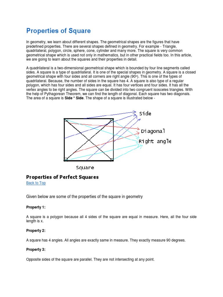 Properties of Square2 | PDF | Shape | Geometry