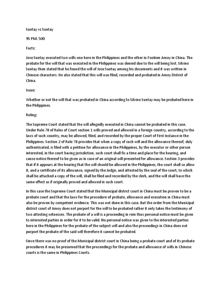 Suntay Vs Suntay | Download Free PDF | Probate | Witness