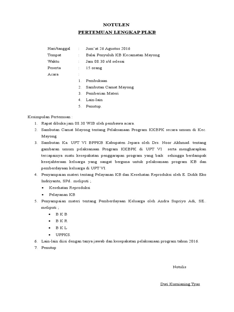Notulen Rapat Persiapan | PDF