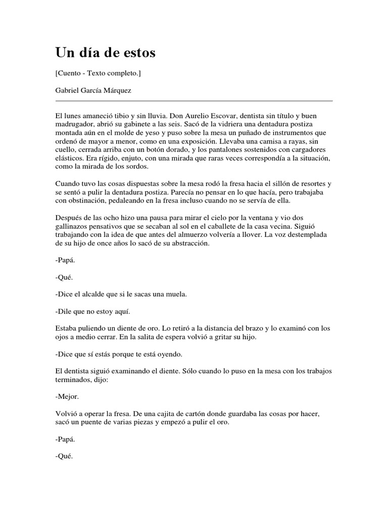 Un Día de Estos | PDF | Cuentos | Narración