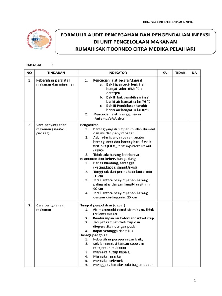 Formulir Audit Ppi Gizi | PDF