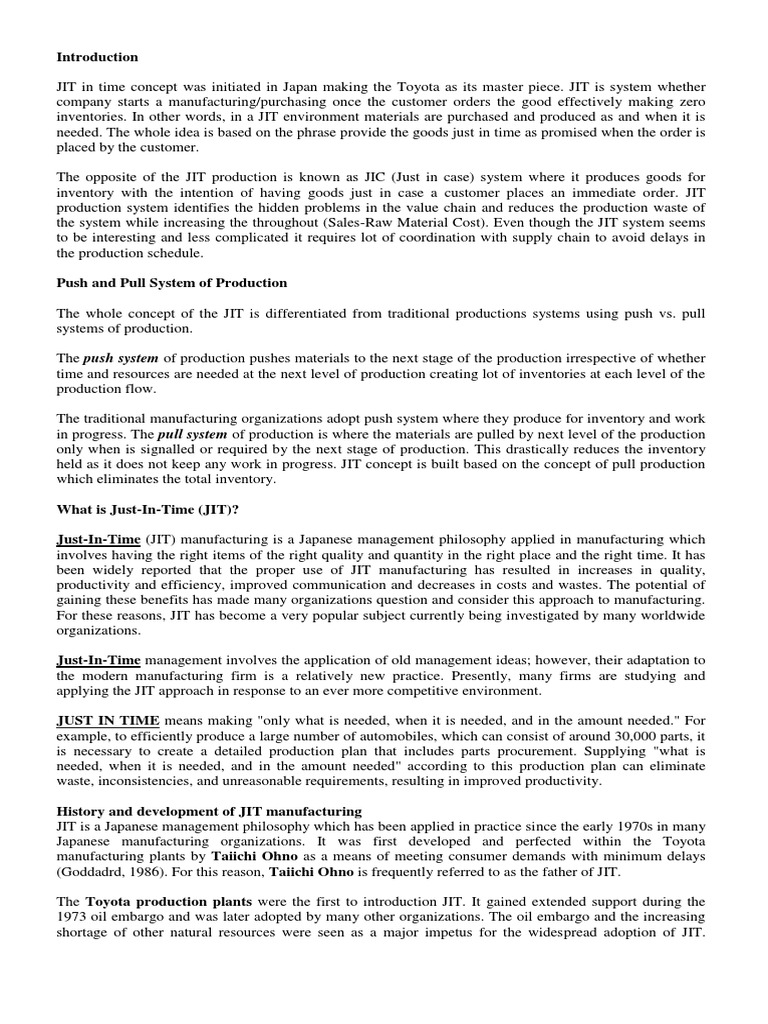 Just in Time | PDF | Inventory | Operations Management