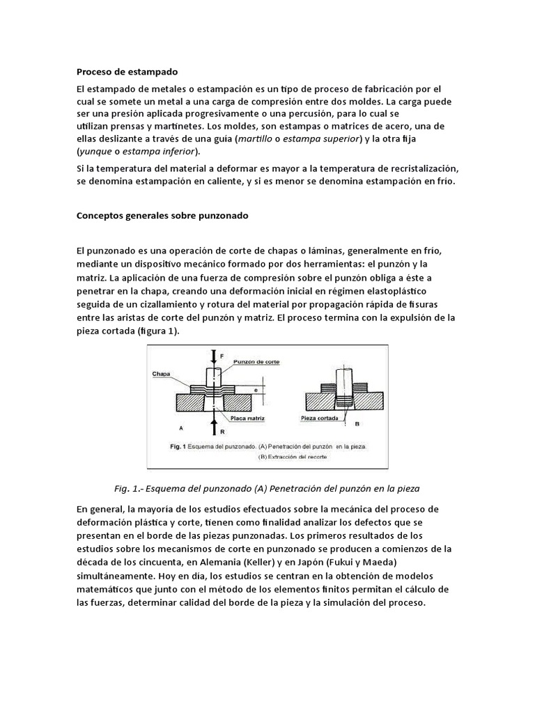 Proceso de Estampado y Punzonado Metálico | PDF | Mecánica de fractura ...