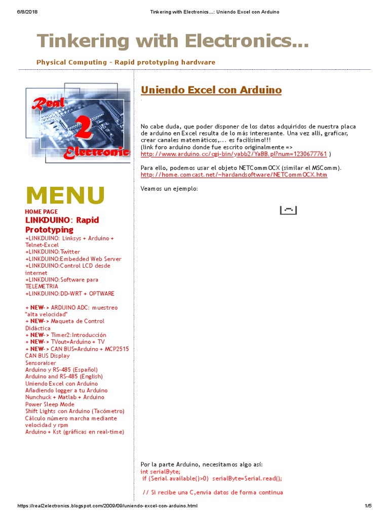 Tinkering With Electronics... - Uniendo Excel Con Arduino | PDF ...