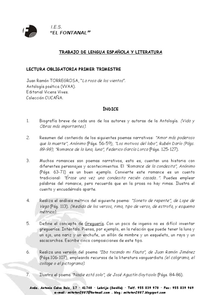 La Rosa de Los Vientos (2º Eso) | PDF | Poesía