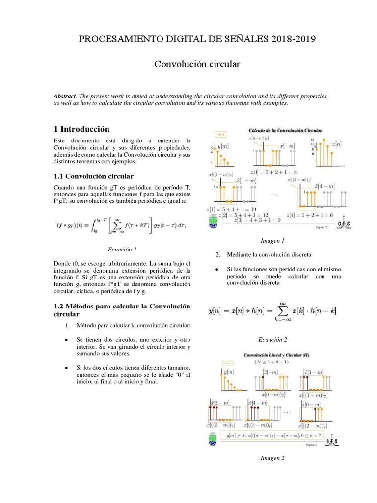 Convolución Circular: Teoremas y Ejemplos | PDF | Circunvolución ...