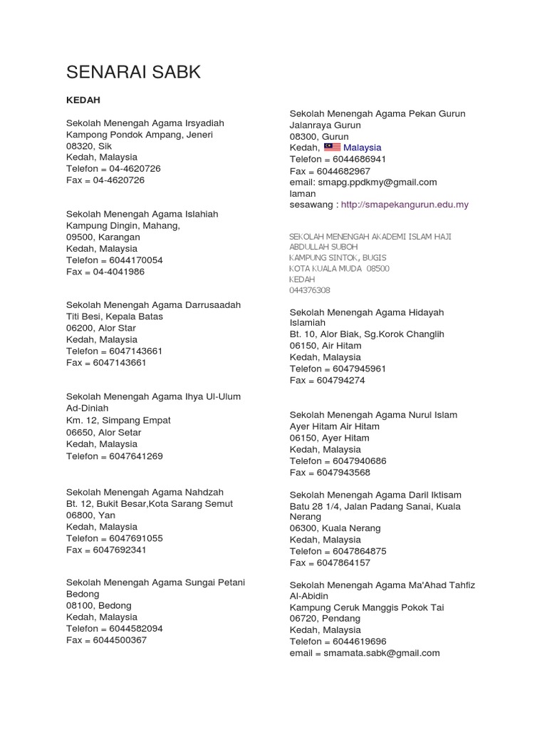 Senarai Sabk | PDF
