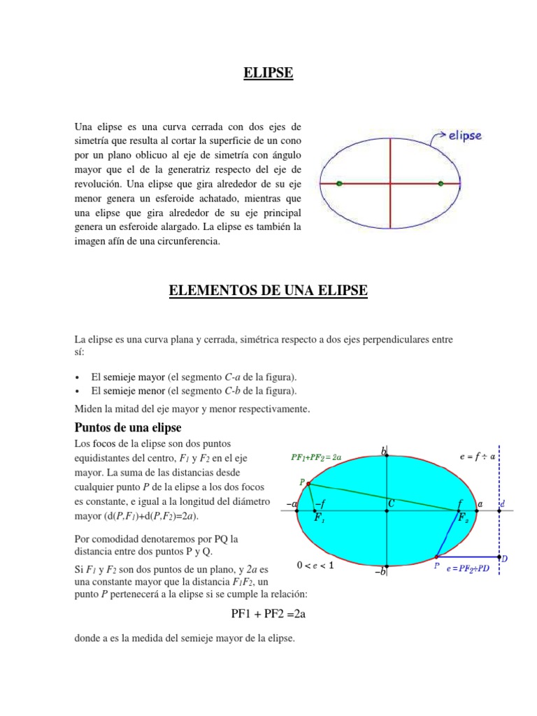 Elementos y Ejes de la Elipse | PDF | Elipse | Matemática Elemental