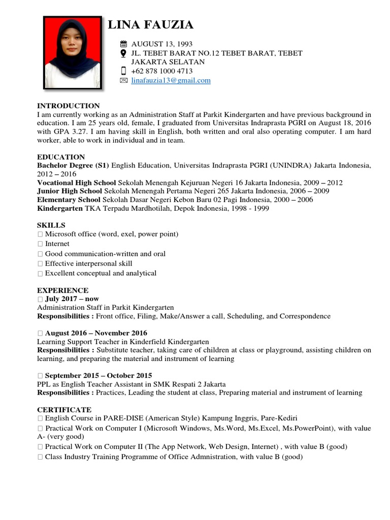 Lina Fauzia's Professional Profile | PDF | Language Arts & Discipline