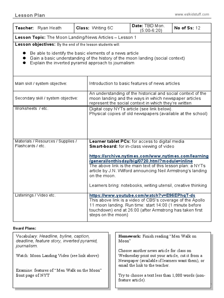 Lesson 1 - Journalism | PDF | Lesson Plan | Vocabulary