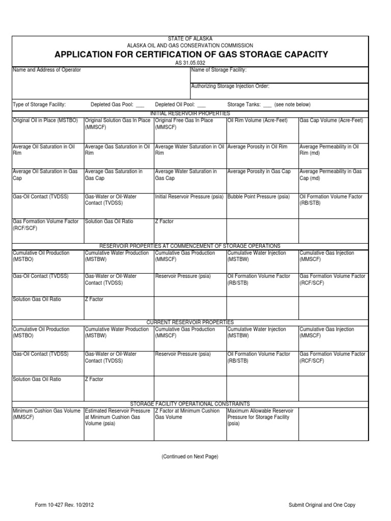 Alaska Gas Storage Capacity Certification | PDF | Petroleum Reservoir ...