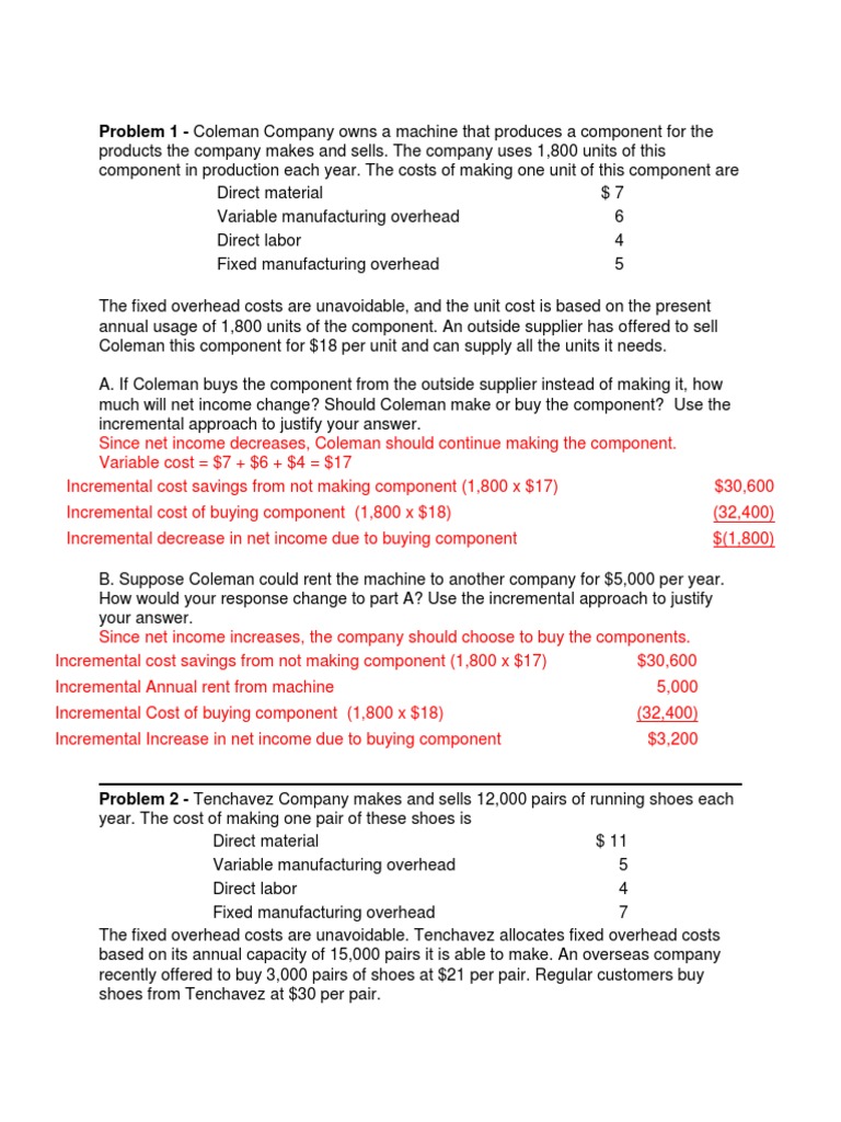 Relevant Costing Sample Problems | PDF | Revenue | Marginal Cost