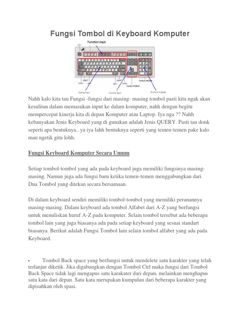 Fungsi Tombol Keyboard Komputer | PDF