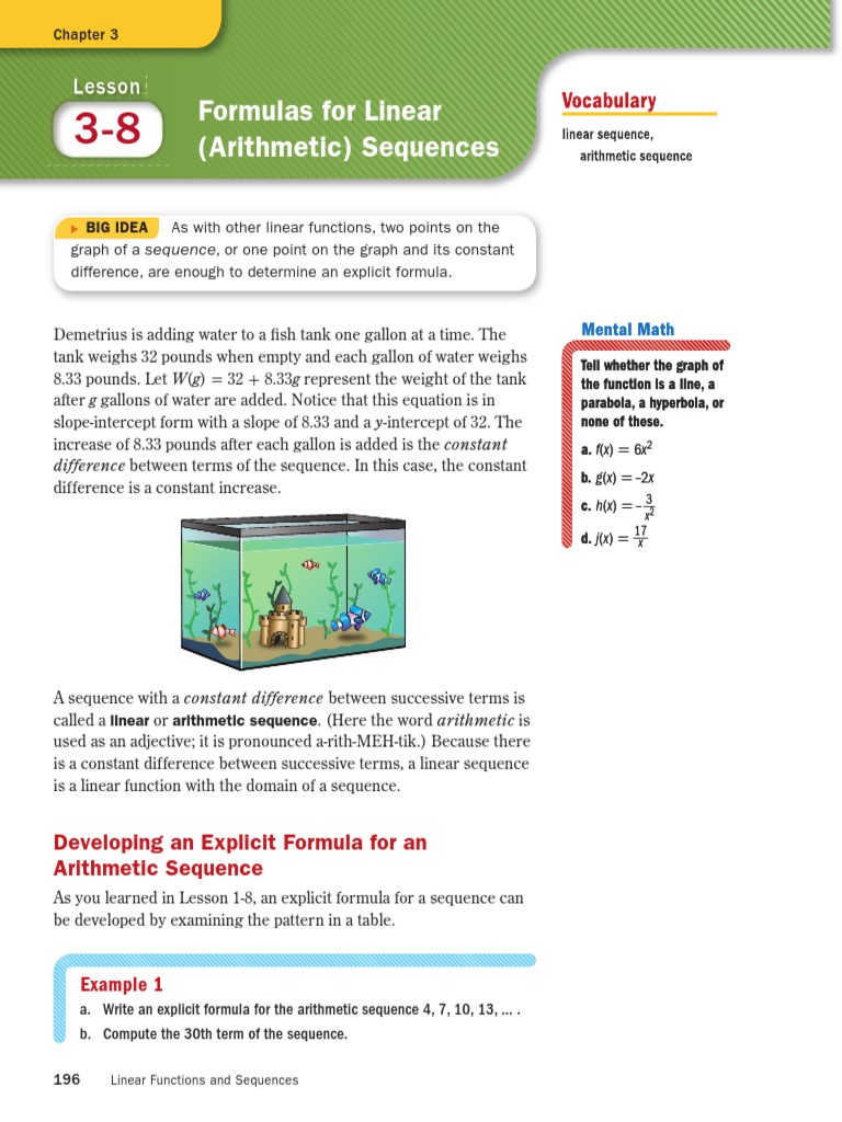 Formulas For Linear (Arithmetic) Sequences: Vocabulary | PDF | Sequence ...