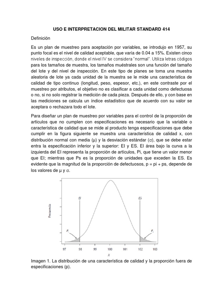 Mil STD 414 | PDF | Muestreo (Estadísticas) | Desviación Estándar