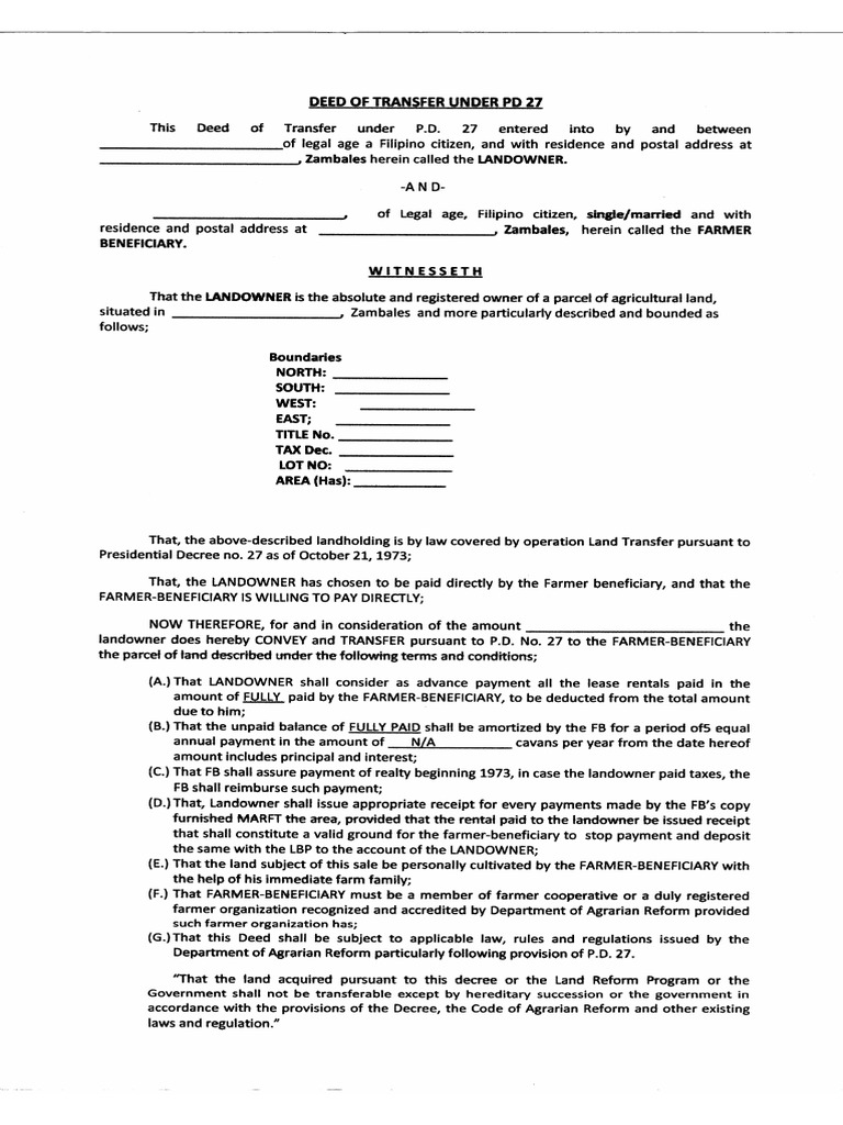 Deed of Transfer | PDF