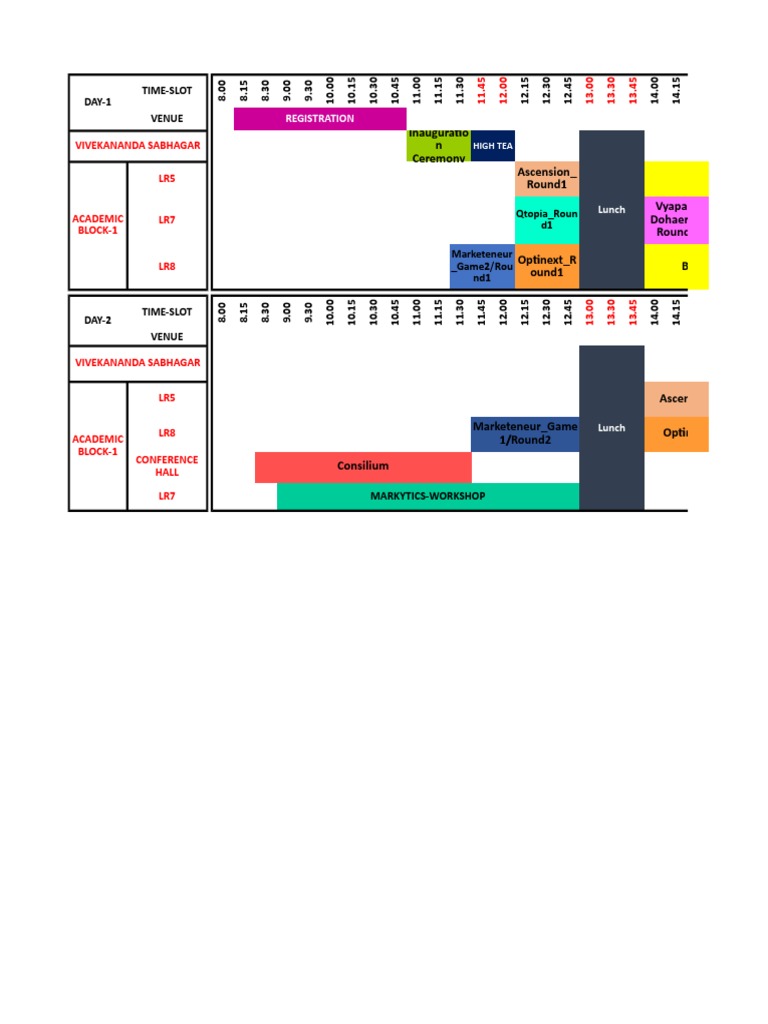 Event Schedule for Day 1 & 2 | PDF