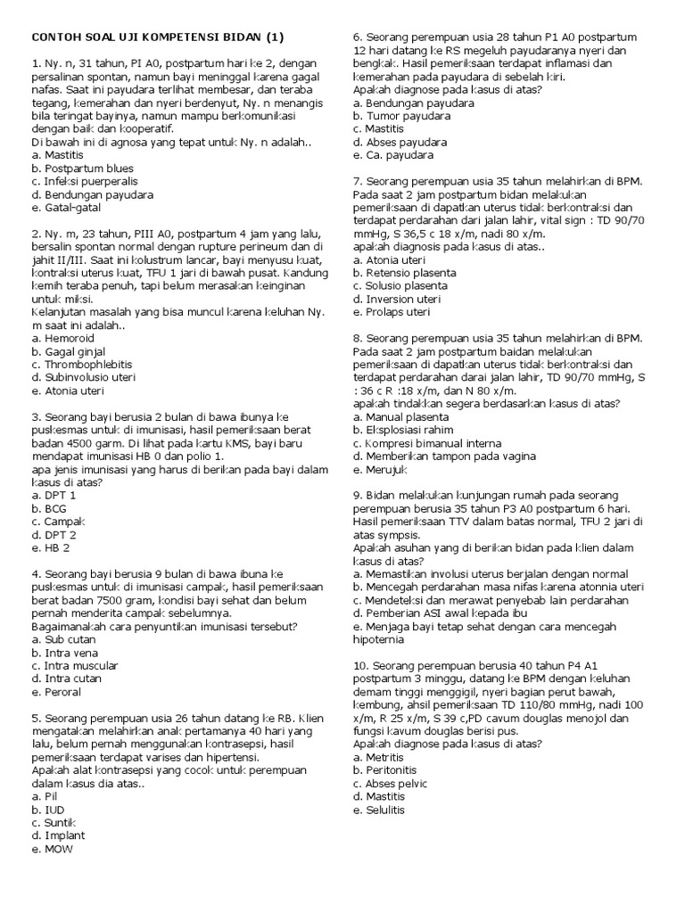 Soal - Uji Kompetensi Bidan | PDF