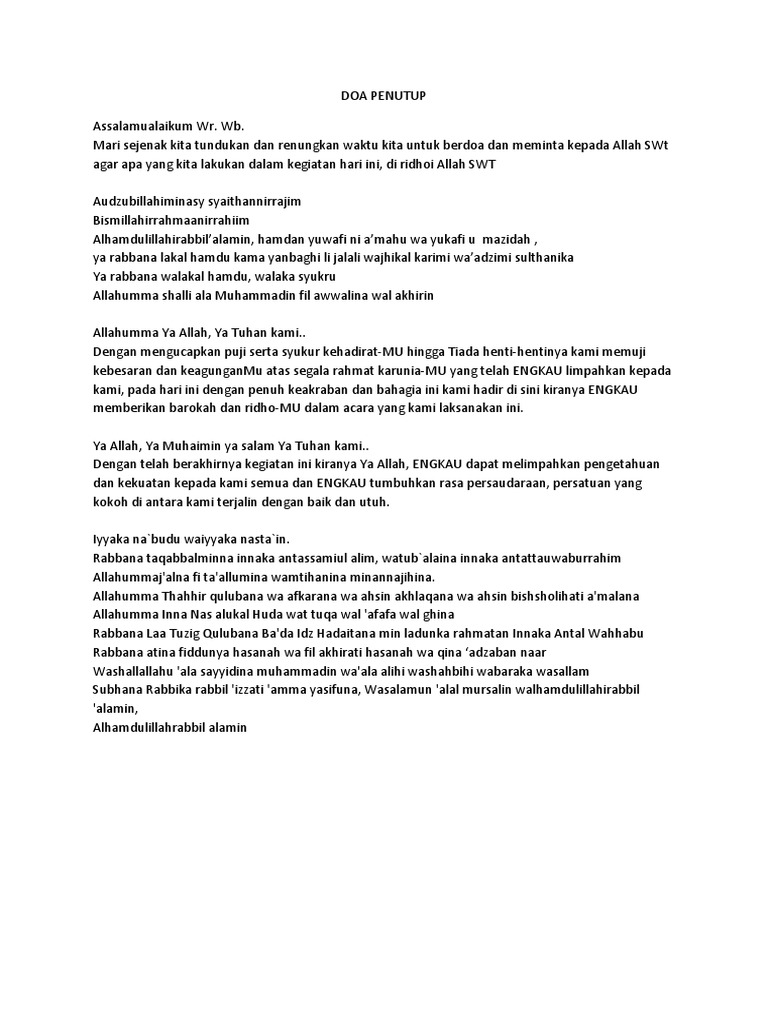 Doa Penutup Seminar | PDF