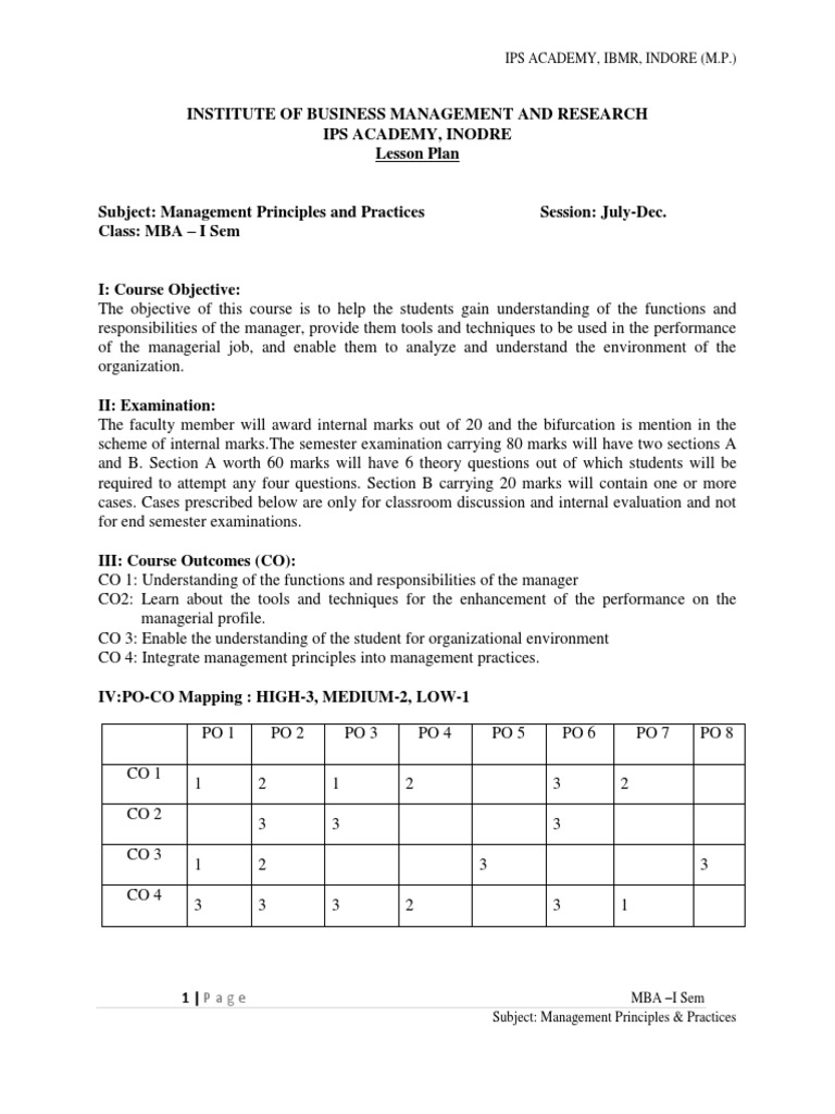 MBA 1st Management Principles and Practices | PDF | Master Of Business ...