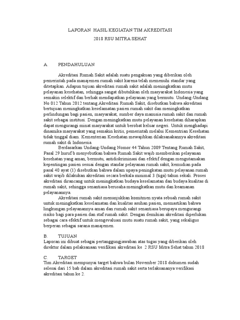 Laporan Hasil Kegiatan Tim Akreditasi | PDF
