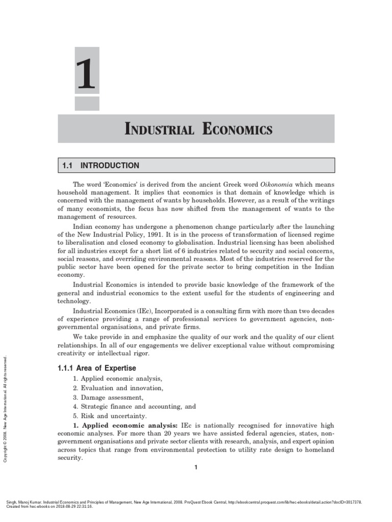 Industrial Economics Unit 1 | PDF | Economics | Science