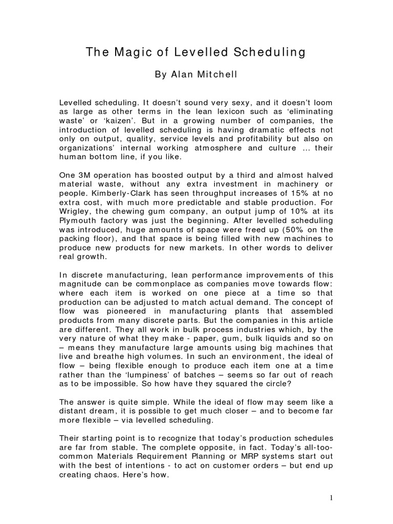 The Magic of Levelled Scheduling | PDF | Inventory | Warehouse