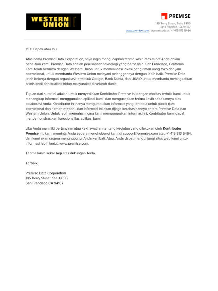 Western Union - Letter of Authorization (ID) | PDF