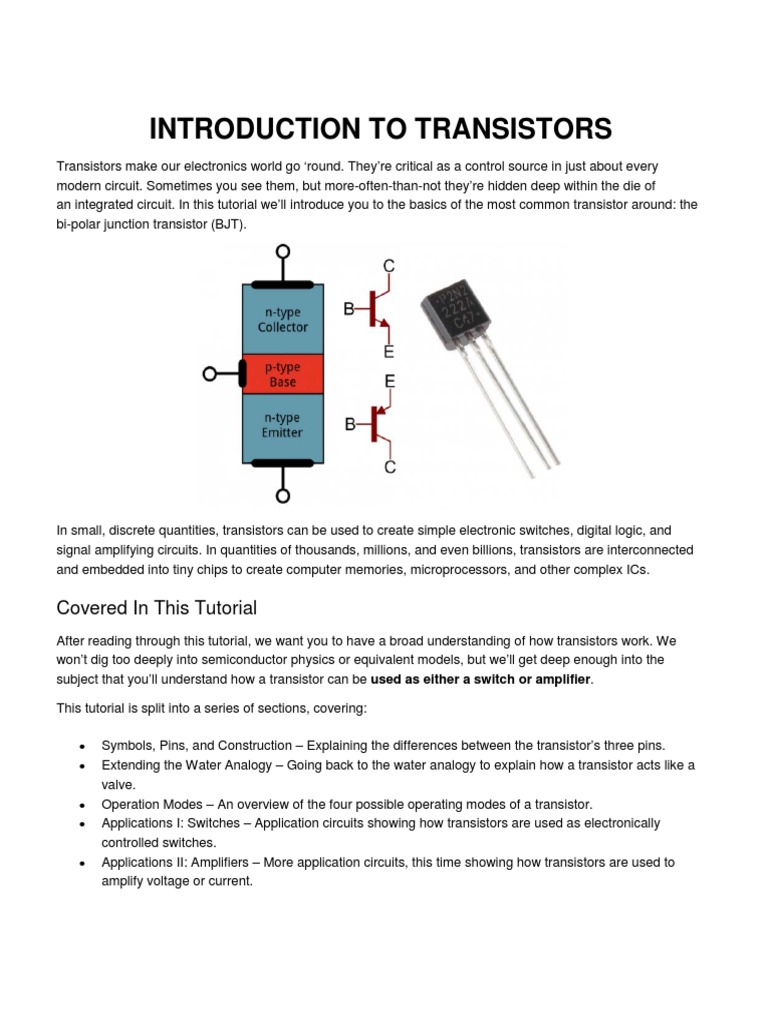 Introduction To Transistors PDF | Download Free PDF | Bipolar Junction ...