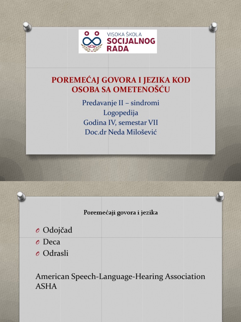 Poremecaj Govora I Jezika Kod Osoba Sa Ometenoscu | PDF