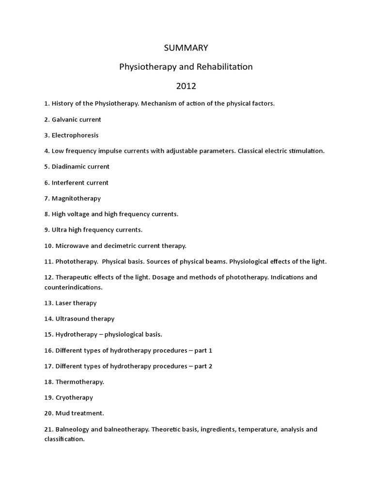 Physiotherapy and Rehabilitation | PDF | Physical Therapy | Medical ...