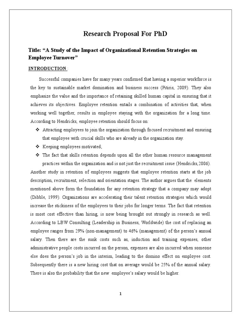 Research Proposal | Employee Retention | Recruitment