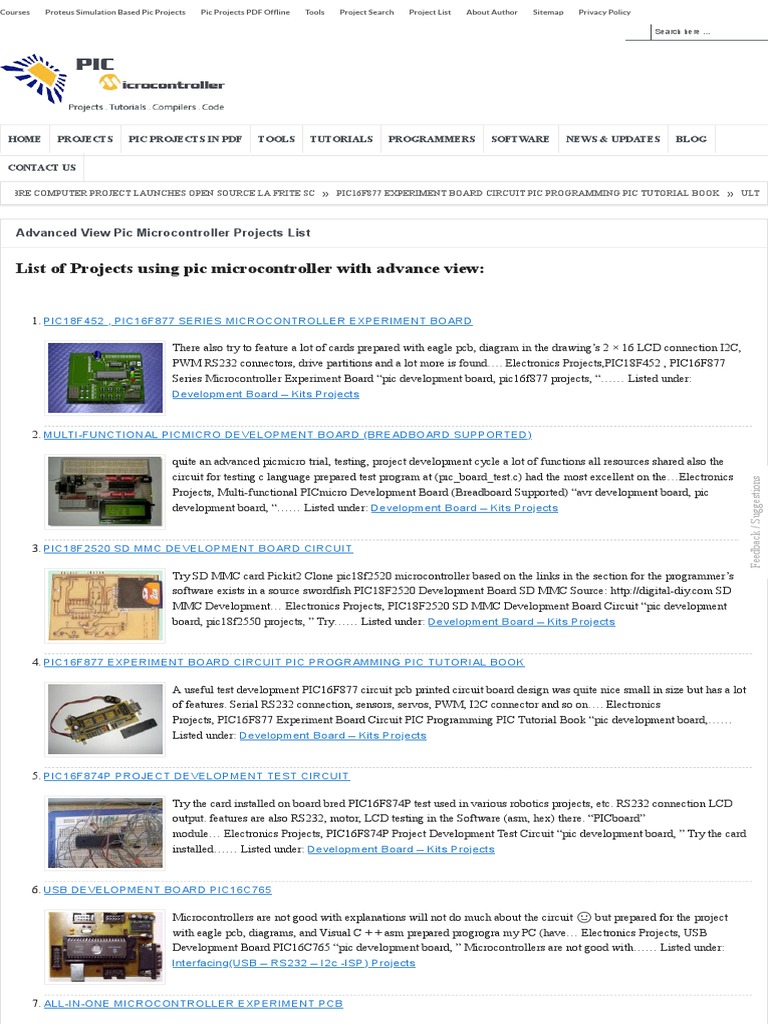Advanced View Pic Microcontroller Projects List 1652 - PIC ...