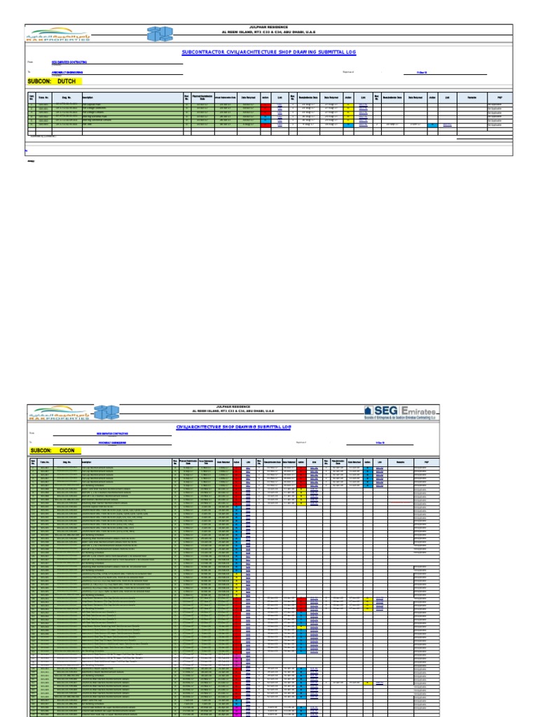 Shop Drawing Log | PDF | Building Technology | Structural Engineering