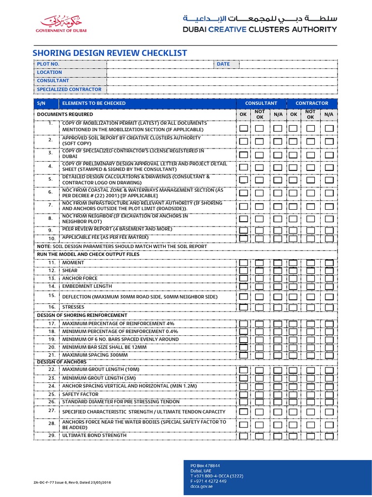 Shoring Design Review Checklist | PDF | Beam (Structure) | Concrete