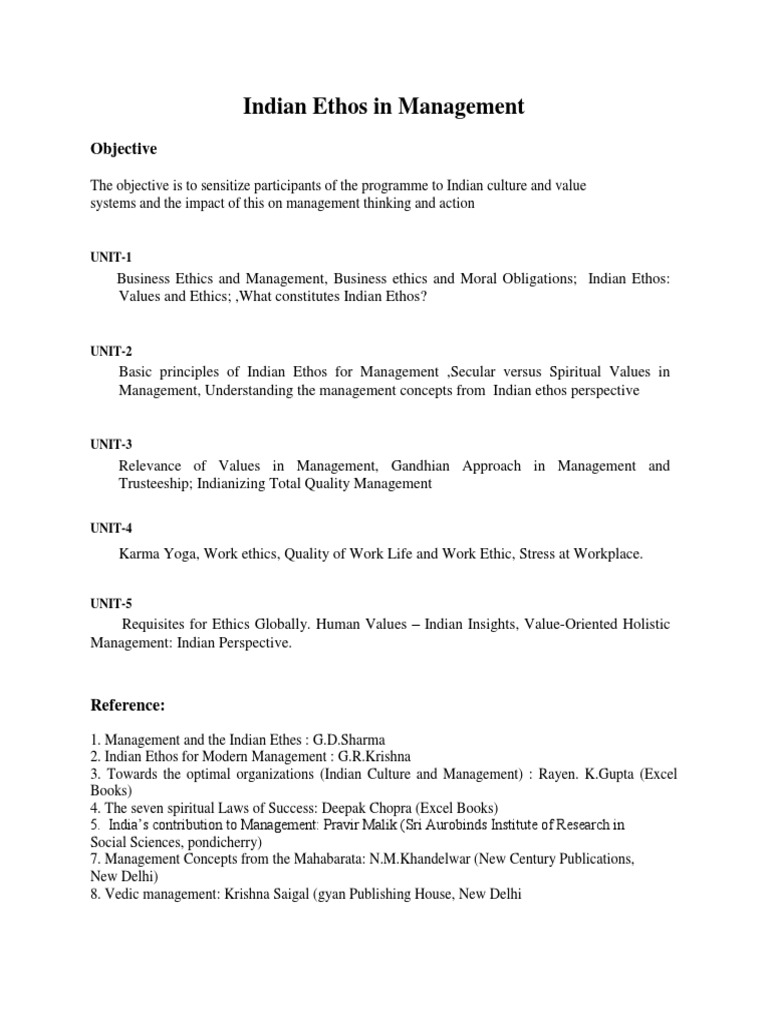 Indian Ethos in Management | PDF