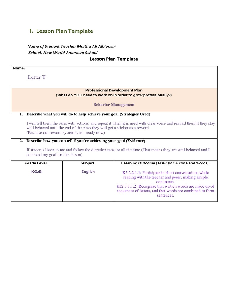 Lesson Plan Letter T | PDF | Lesson Plan | Books