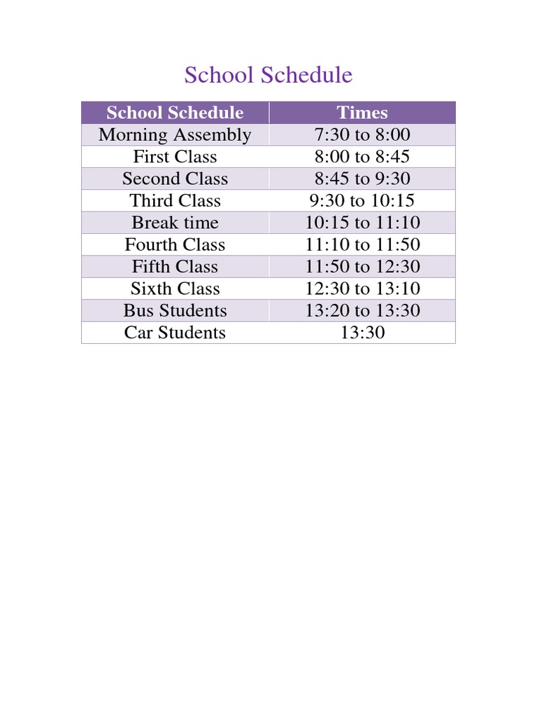 School Schedule | PDF