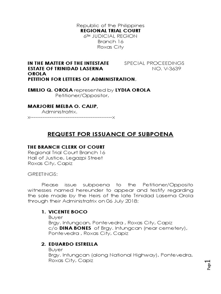 Subpoena | PDF